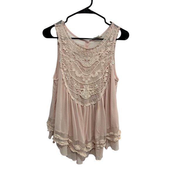 Indigo Thread Co | Tops | Indigo Thread Co Crochet Lace Tank Top Pink ...